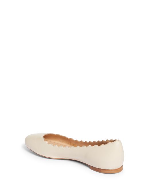 Chloé Lauren Scalloped Ballet Flat in Natural | Lyst Chloé Lauren Scalloped Ballet Flat in Natural | Lyst