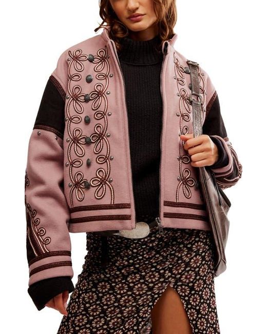 Free People Boy Band Bomber Jacket in Red | Lyst
