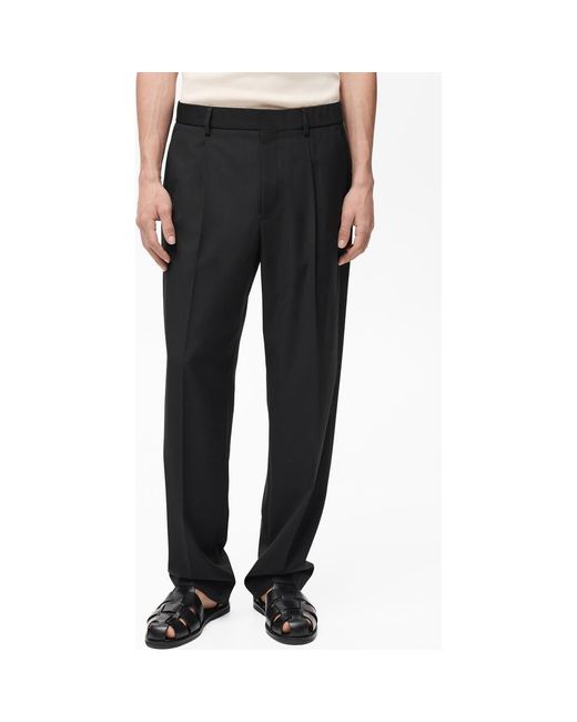 Mango Relaxed Fit Pleated Suit Pants in Black for Men | Lyst