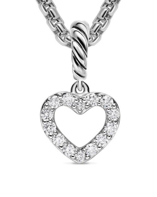 David Yurman Micro Pavé Open Heart Enhancer in Metallic | Lyst