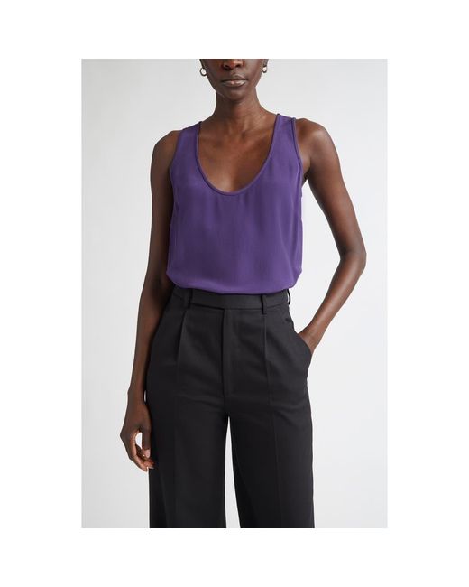 St. John Silk Crepe Shell in Purple | Lyst