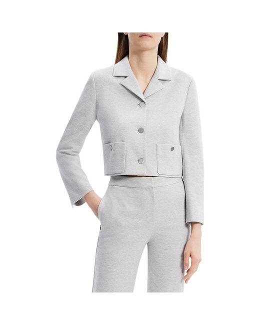 Theory Boxy Crop Jacket in Gray | Lyst
