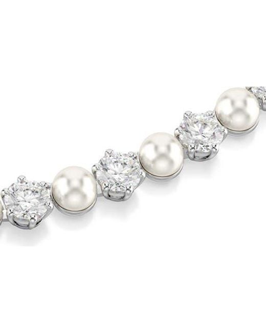 Swarovski Matrix Crystal & Faux Pearl Tennis Necklace in Metallic | Lyst