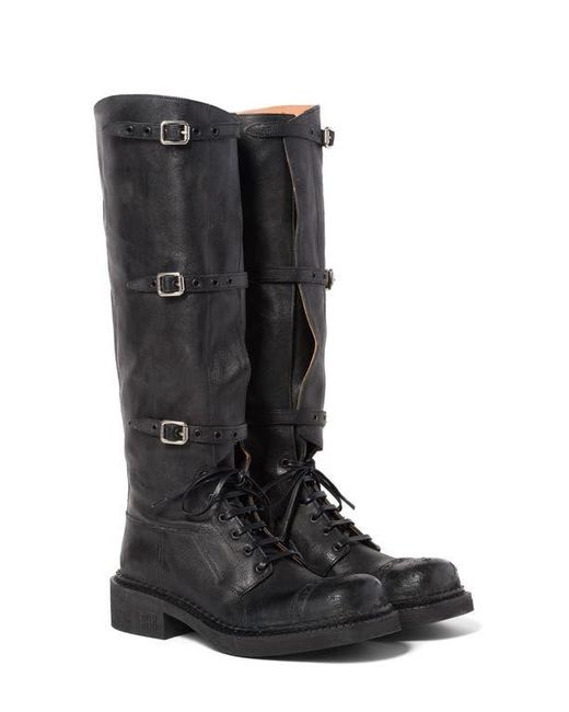 Miu Miu Split Shaft Tall Boot in Black | Lyst