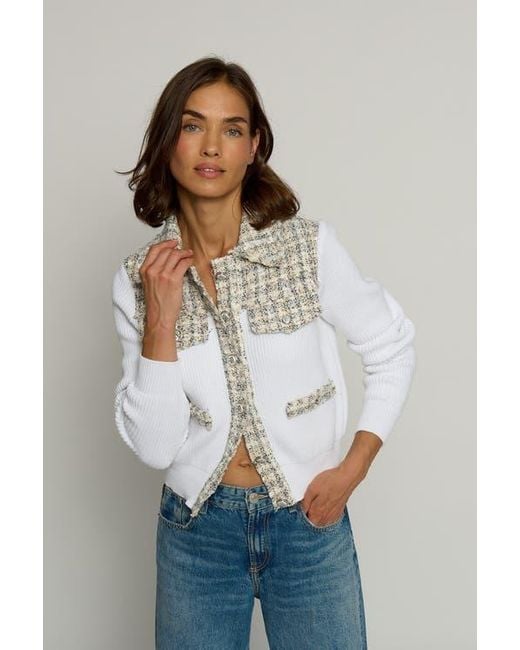 Central Park West Tweed And Sweater Jacket in Blue | Lyst