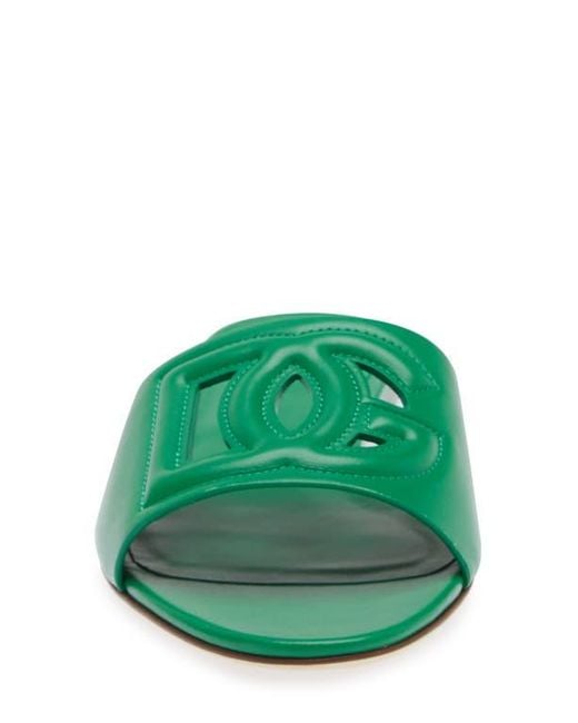 Dolce & Gabbana Bianca Interlock Slide Sandal in Green | Lyst