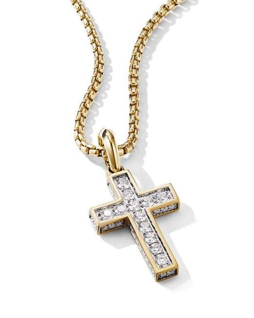 David Yurman Pavé Cross Pendant in Metallic for Men | Lyst