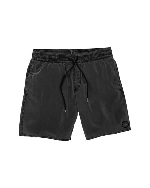 Volcom Center Trunk Swim Trunks in Black for Men | Lyst