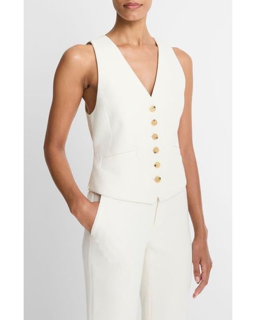 Vince Fitted Vest in White | Lyst