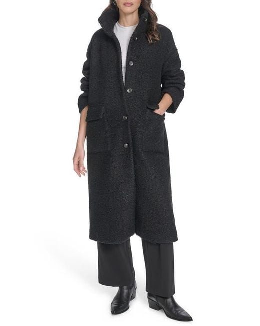 Levi's Bouclé Longline Cocoon Car Coat in Black | Lyst