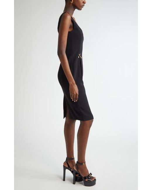 Versace Safety Pin Stretch Cady Sheath Dress in Black | Lyst