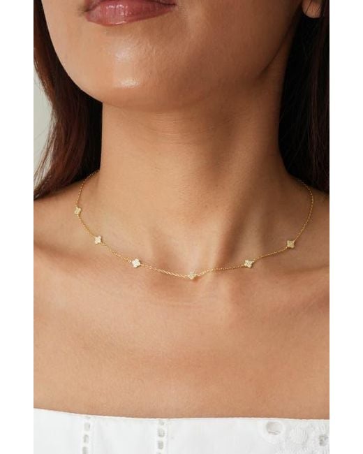 Argento Vivo Sterling Silver Pavé Clover Station Necklace in Blue | Lyst