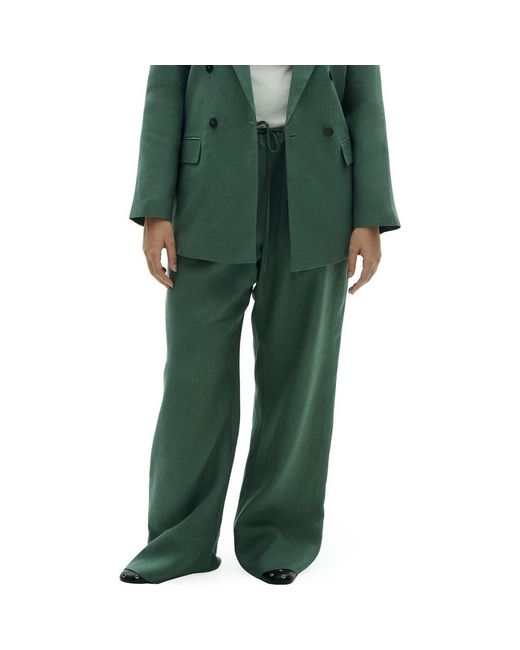 Mango Musgo Linen Drawstring Pants in Green | Lyst
