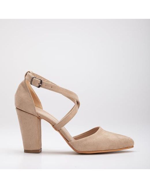 Forever & Always Shoes Sina Criss Cross High Block Heels in Pink | Lyst