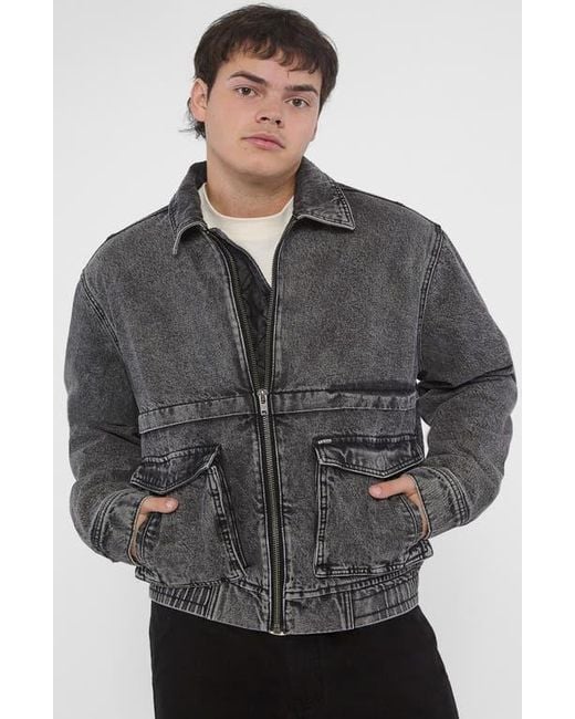 Guess Acid Wash Zip-Up Denim Jacket in Gray for Men | Lyst