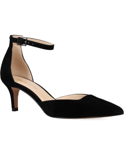 Pelle Moda Kendal Ankle Strap Pointed Toe Kitten Heel Pump in Black | Lyst