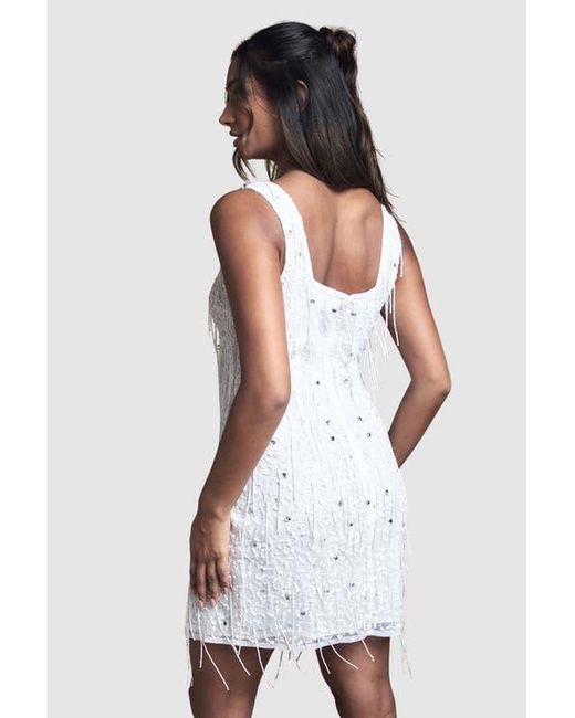 Coast Sequin Fringe Bridal Mini Dress in White | Lyst