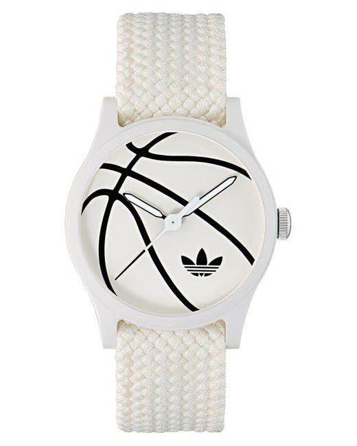 adidas Ao Style Basketball Dial Webbing Strap Watch, 39Mm in White | Lyst