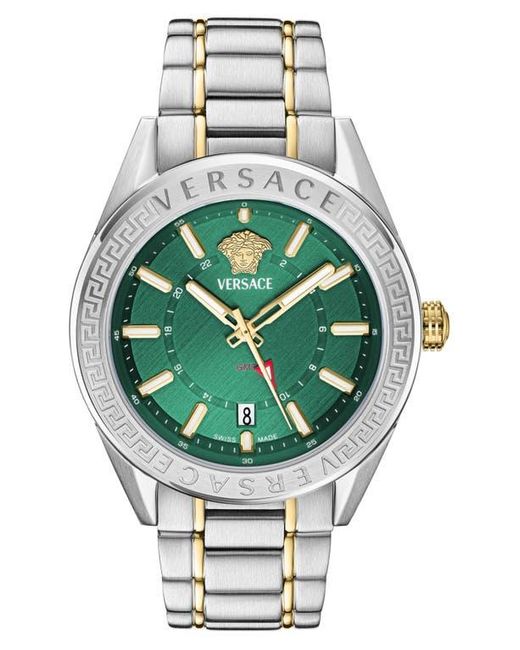 Versace V-Code Gmt Two-Tone Bracelet Watch, 42Mm in Metallic for Men | Lyst