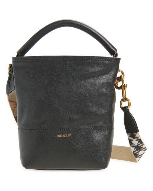 Burberry Mini B Clip Leatherbucket Bag in Black | Lyst