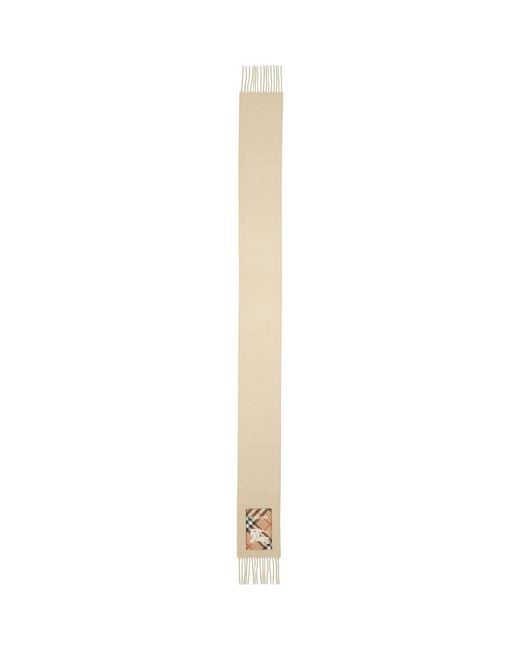 Burberry Equestrian Knight Detail Cashmere Fringe Scarf in White | Lyst