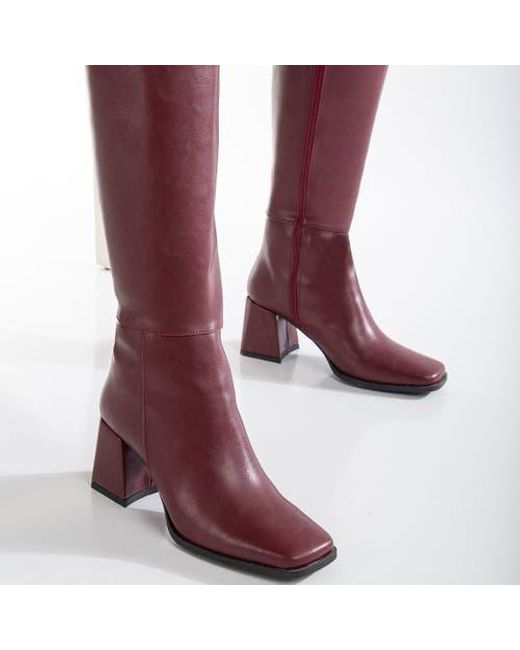 Forever & Always Shoes Celeste Knee High Boots in Red | Lyst