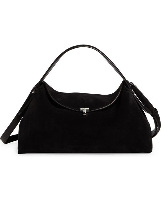 Totême T-Lock Curved Leather Top Handle Bag in Black | Lyst