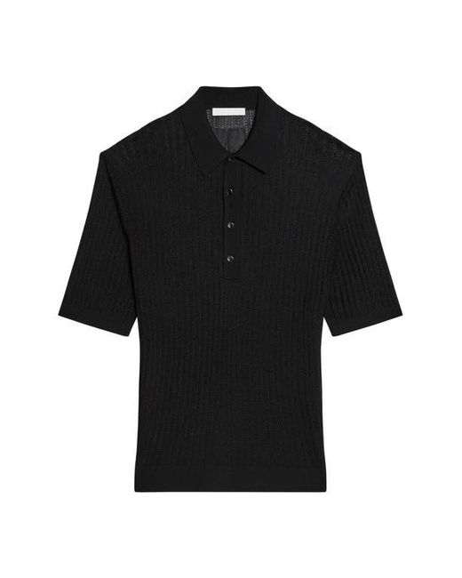 Helmut Lang Pointelle Rib Polo in Black for Men | Lyst