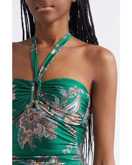 Zimmermann Rhiannon Wide Link One-Piece Halter Swimsuit in Green | Lyst