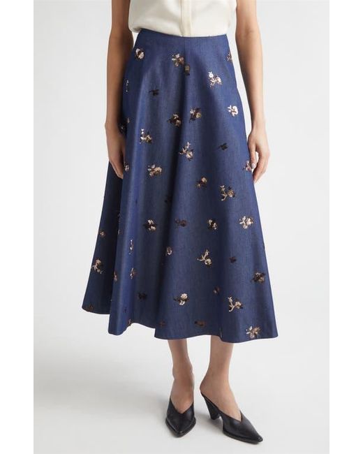 Altuzarra Varda Sequin Embellished Floral A-Line Skirt in Blue | Lyst