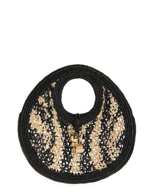 Jacquemus Le Petit Rond Spiaggia Raffia Handbag in Black | Lyst