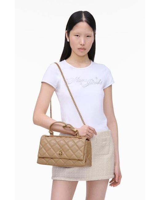 Marc Jacobs The Dual Chain Diamond Quilted Convertible Leather Shoulder Bag in Natural | Lyst