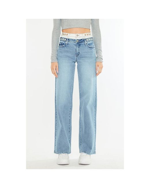 Official Kancan USA Caitlin High Rise Wide Leg Jeans in Blue | Lyst