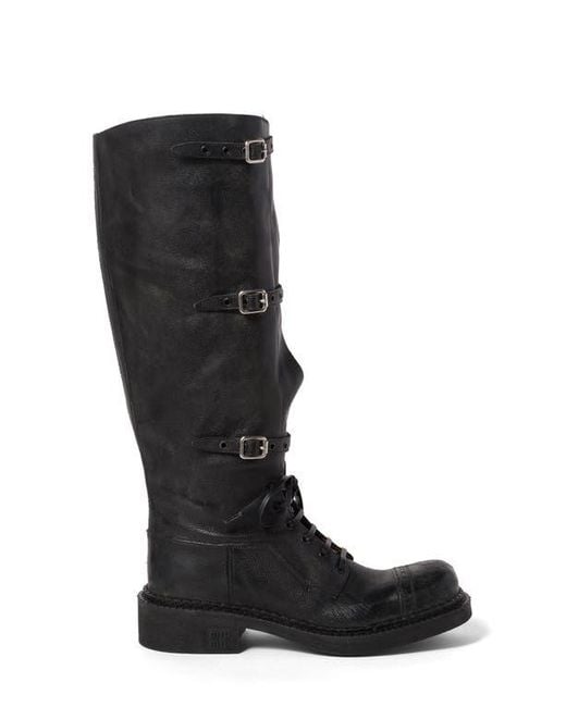 Miu Miu Split Shaft Tall Boot in Black | Lyst