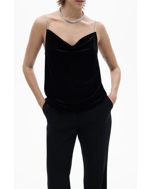 Mango Crystal Strap Velvet Tank in Black | Lyst
