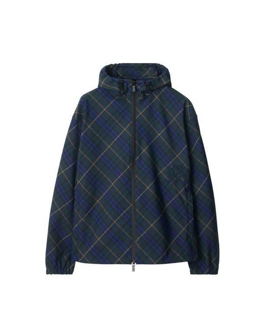 Burberry Check Twill Jacket in Blue for Men | Lyst