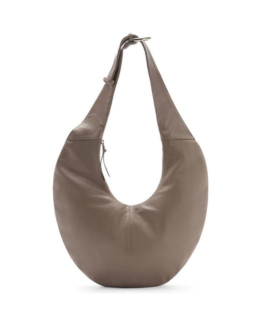 Mango Half Moon Leather Shoulder Bag in Gray | Lyst