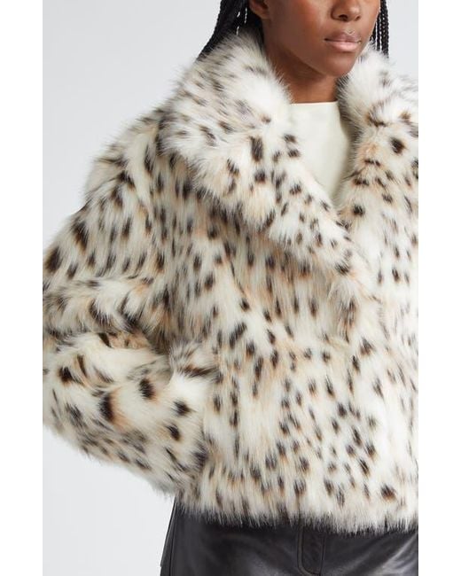 Stand Studio Samara Leopard Faux Fur Jacket in White | Lyst