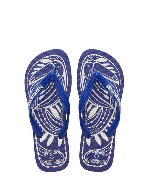 Havaianas X Farm Rio Lace Nature Flip Flop in Blue | Lyst