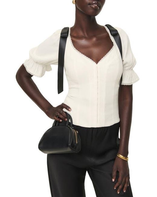 Reformation Inara Satin Bow Top in Black | Lyst