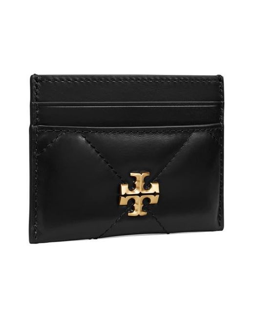 Tory Burch Kira Diamond Quilted Leather Card Case in Black | Lyst
