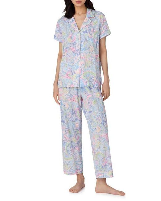 Ralph Lauren Floral Short Sleeve Crop Pajamas in Blue | Lyst