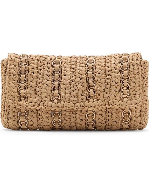 Mango Ring Embellished Woven Straw Shoulder Bag in Metallic | Lyst