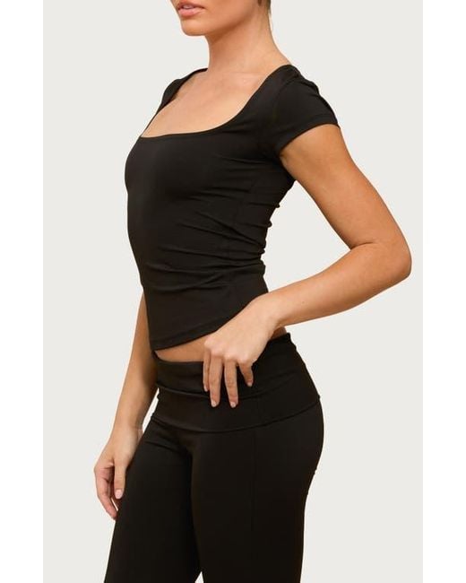 Edikted Delaney Square Neck Cap Sleeve Crop Top in Black | Lyst