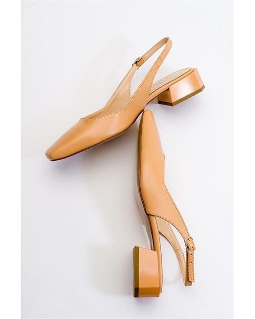 Prologue Shoes State Round Toe Slingback Pump in Natural | Lyst