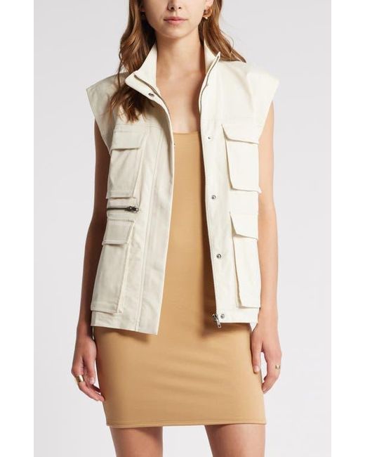 Open Edit Twill Cargo Vest in Natural | Lyst