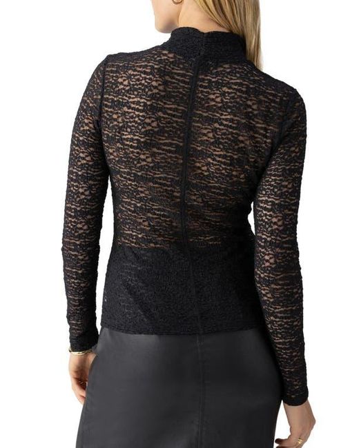 Sanctuary Textured Semisheer Stretch Lace Mock Neck Mesh Top in Black ... Sanctuary Textured Semisheer Stretch Lace Mock Neck Mesh Top in Black ...