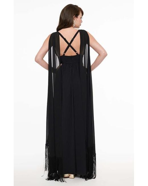 Smak Parlour 1970S Fringe Cape Maxi Dress in Black | Lyst