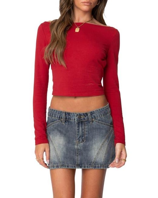 Edikted Valentine Open Back Crop Top in Red | Lyst