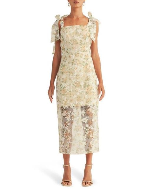 Arose Studio Carinne Floral Organza Midi Dress in Natural | Lyst